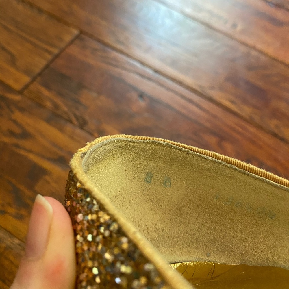 Vintage De Liso Debs High Heel Gold Glitter Pumps - Gem